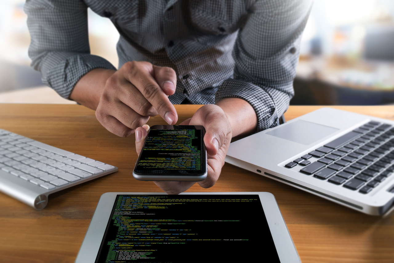 "developer Team Working Laptop Computer Mobile Application Softwareand ...