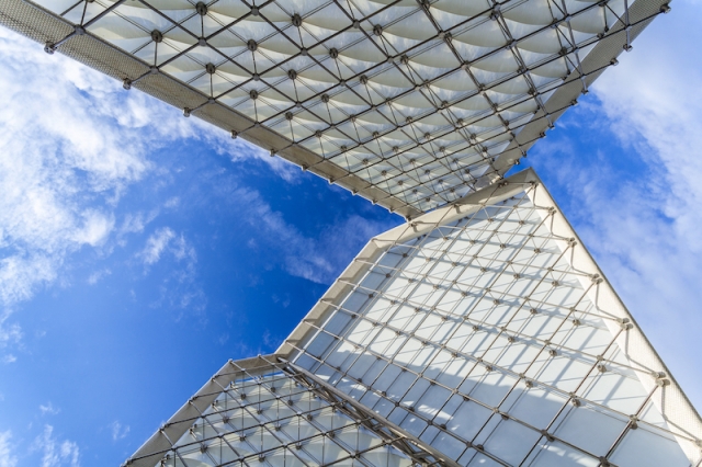 Huge Modern Monument Contrast The Blue Sky - Emerging Europe
